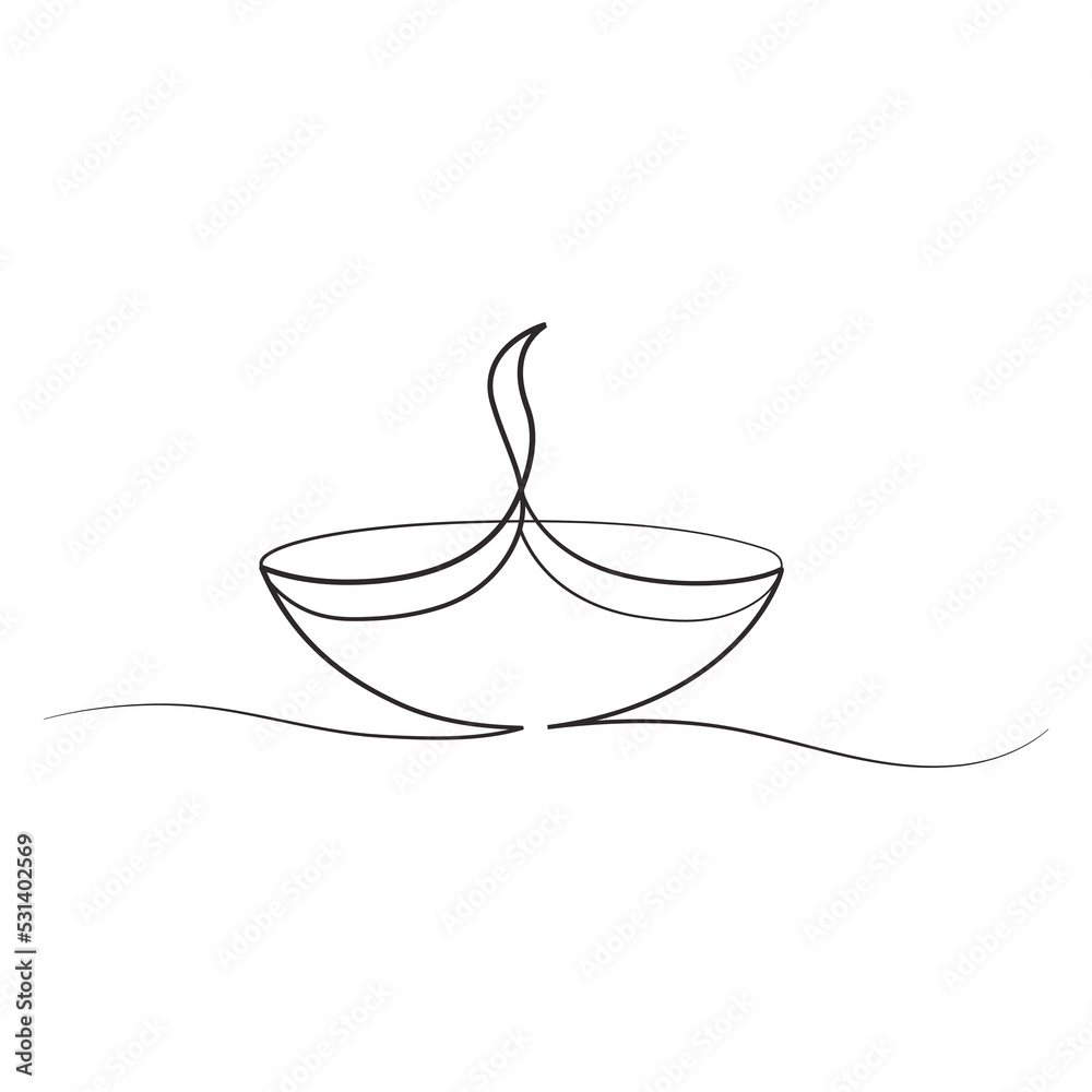 Diwali one line art drawing linear illustration Stock Vector | Adobe Stock