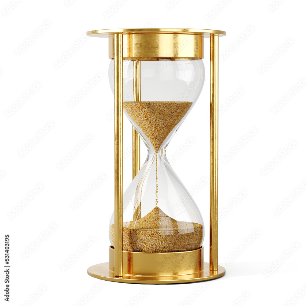 Gold Hourglass, Sandglass isolated on white background - 3d rendering ...