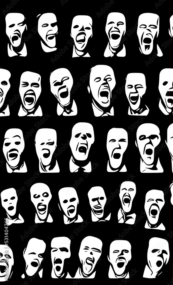 People screaming with their mouths wide open like mad, graphic ...