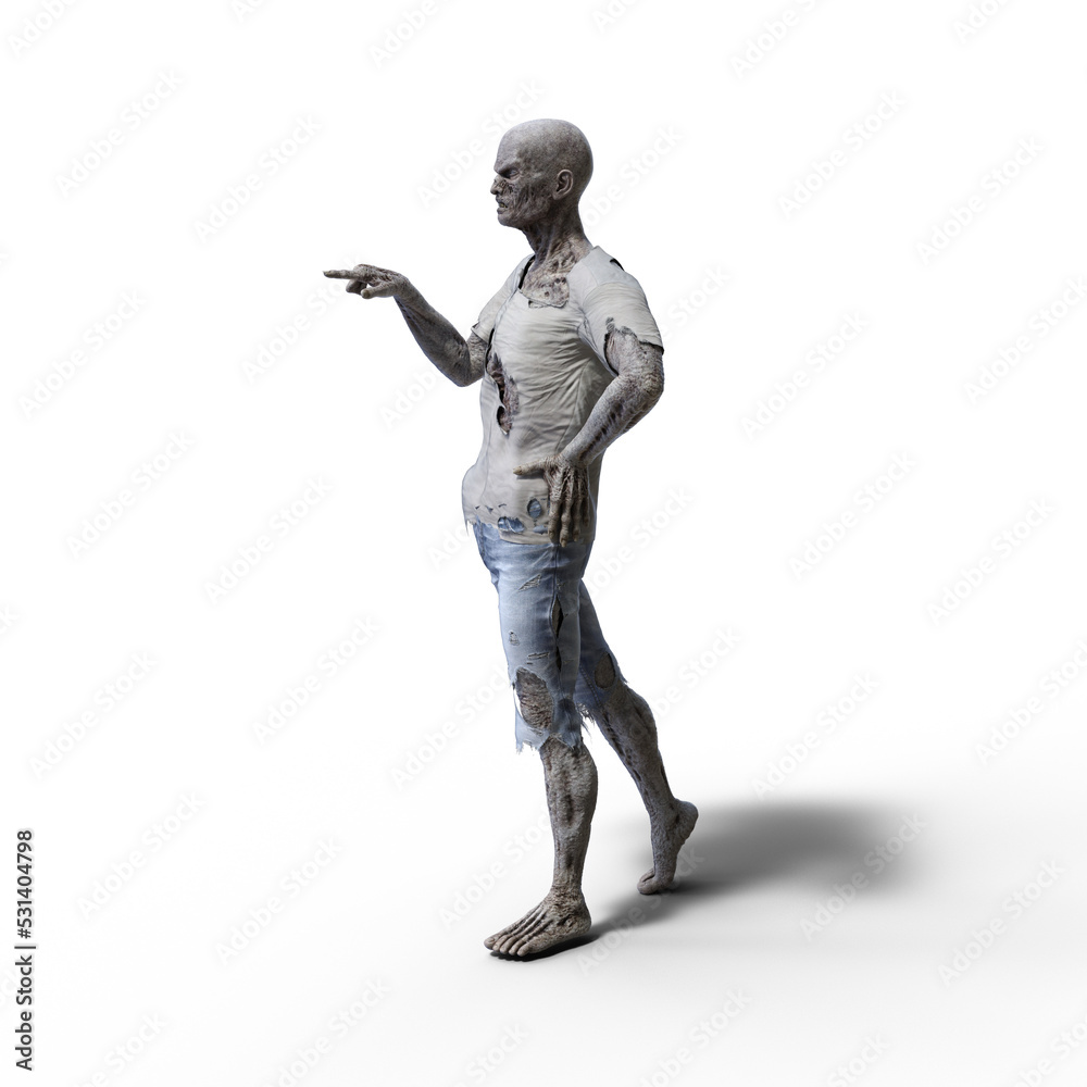 Zombie in pose 3D render PNG Stock Illustration | Adobe Stock