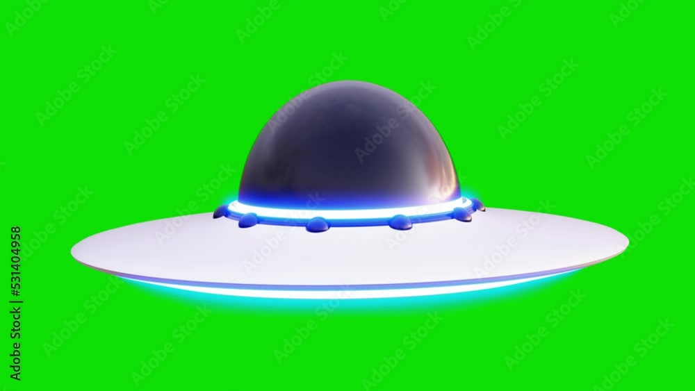 UFO Flying saucer isolated on green matte for keying. Loop video with ...