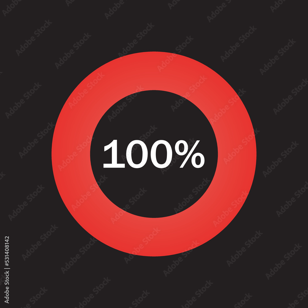 100 percent pie chart. Percentage vector infographics. Circle ...