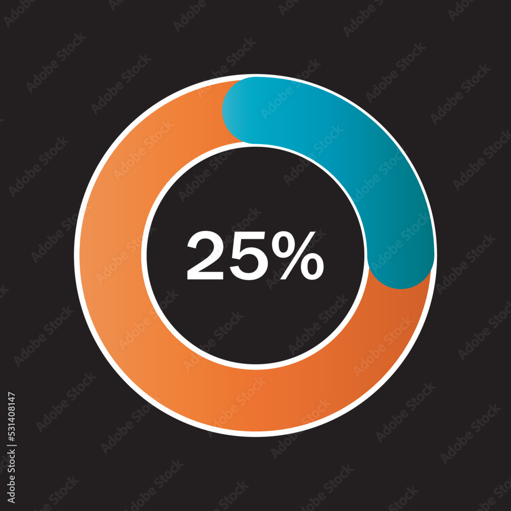 25 percent pie chart. Percentage vector infographics. Circle percentage ...