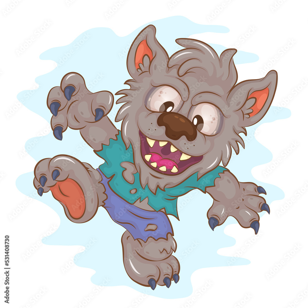 Cartoon Werewolf. A colorful illustration of a running werewolf ...