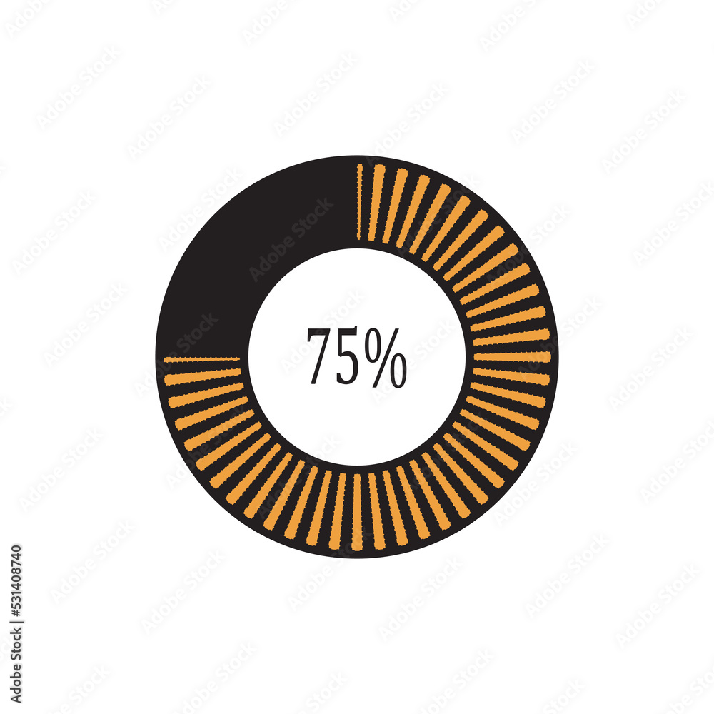 75 percent pie chart. Percentage vector infographics. Circle percentage ...