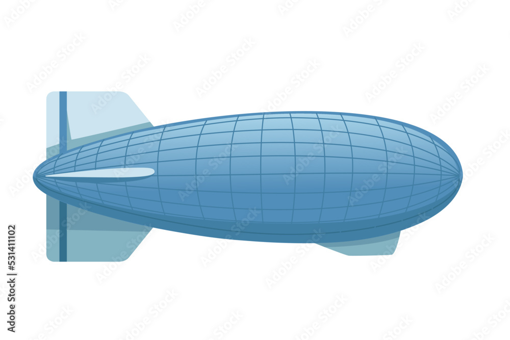 Commercial airship blue color rigid airship vector illustration isolated on white background ...
