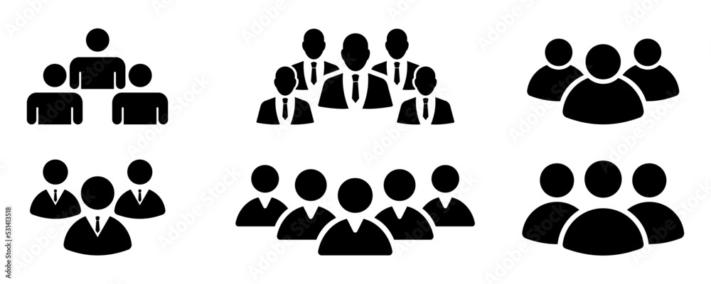 Set of group people vector icons. Crowd with person, team, member ...