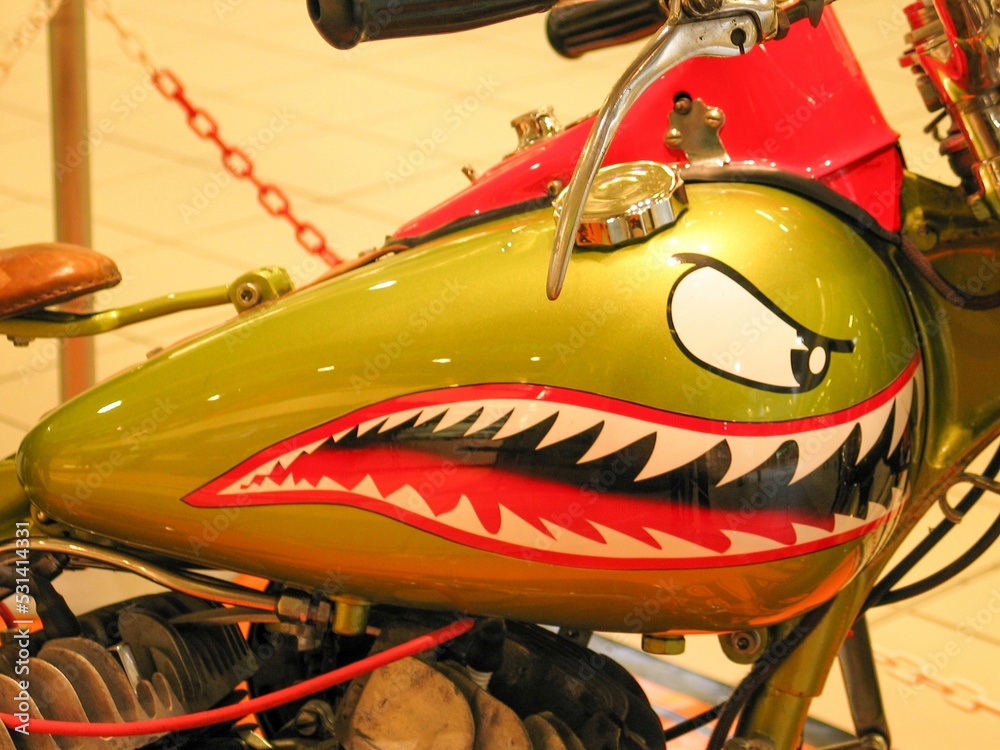 harley davidson logo motorcycle tank with painted pirana fish mouth on ...