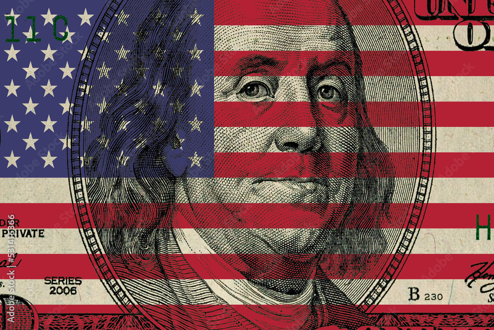 Contemporary artwork background with colored banknote. Digital texture ...