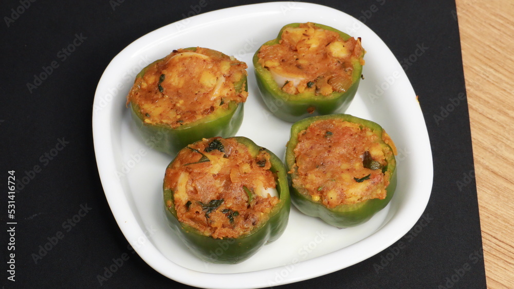 Capsicum fry with potato called shimala mirch in India, Tasty Vegetable ...