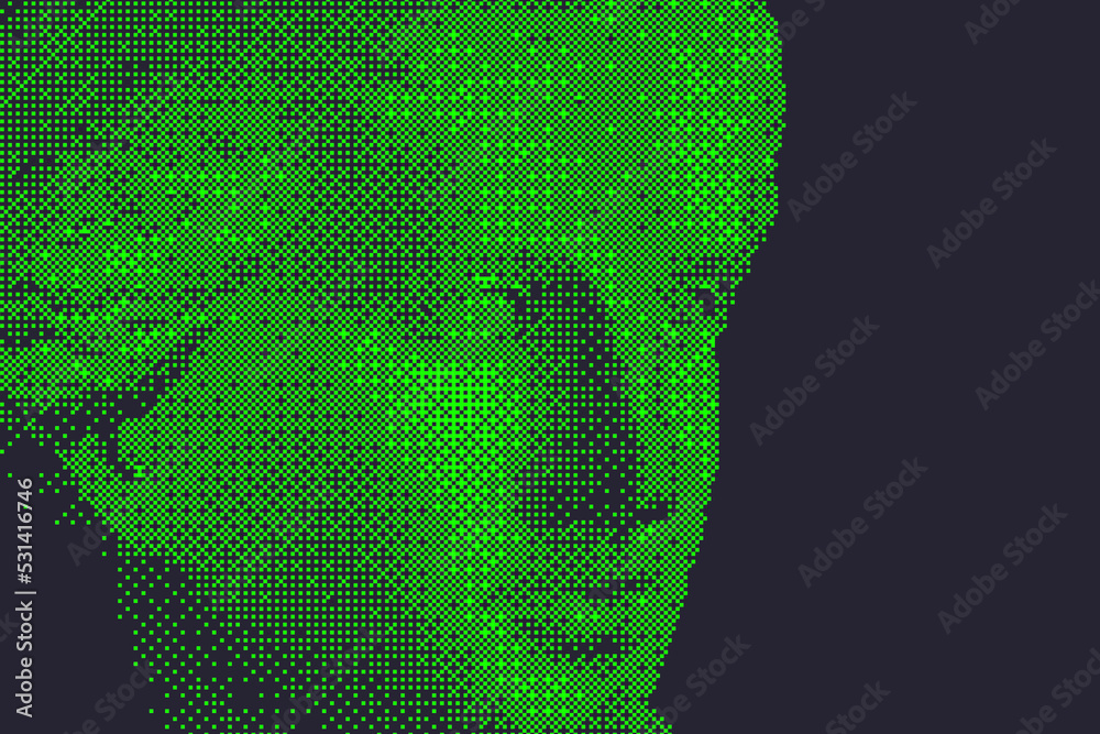 Modern creative colored graphic sculpture with dark background ...