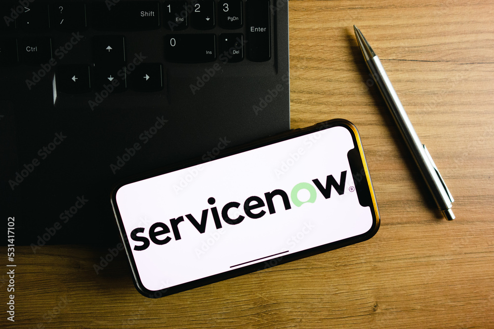 KONSKIE, POLAND - September 17, 2022: ServiceNow logo displayed on ...