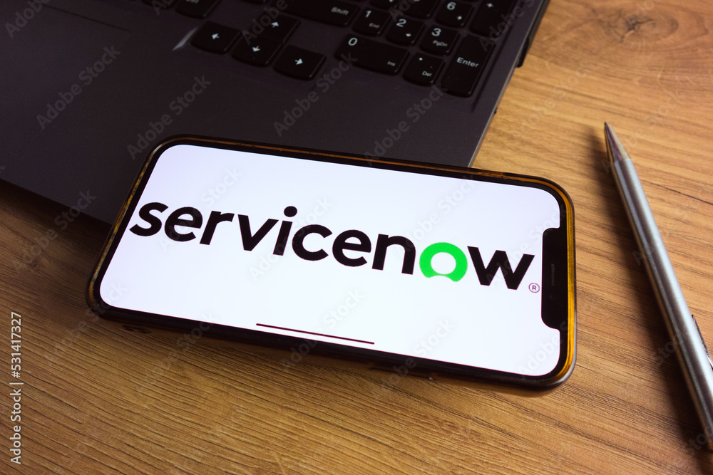 KONSKIE, POLAND - September 17, 2022: ServiceNow logo displayed on ...