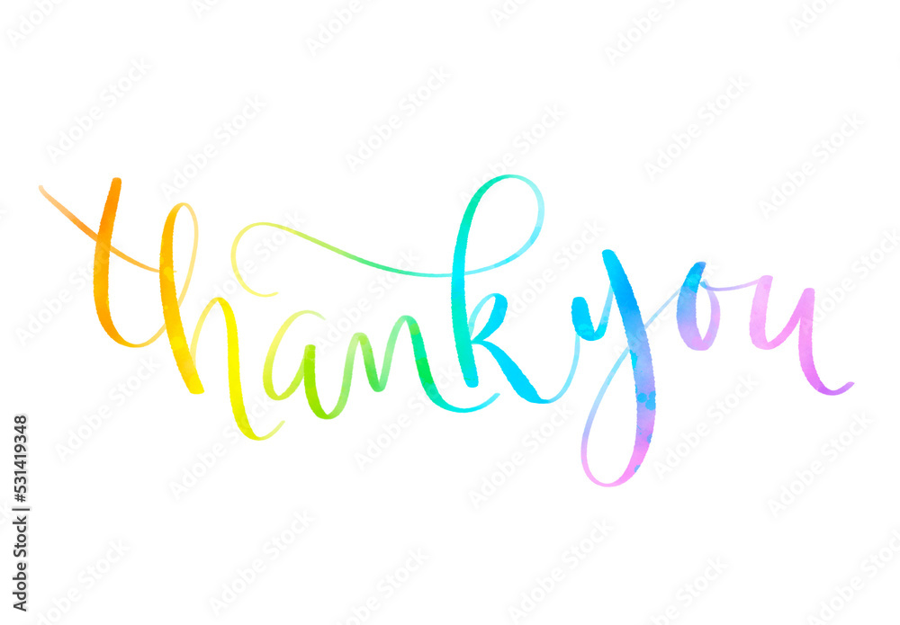 Colorful THANK YOU brush lettering on transparent background Stock ...