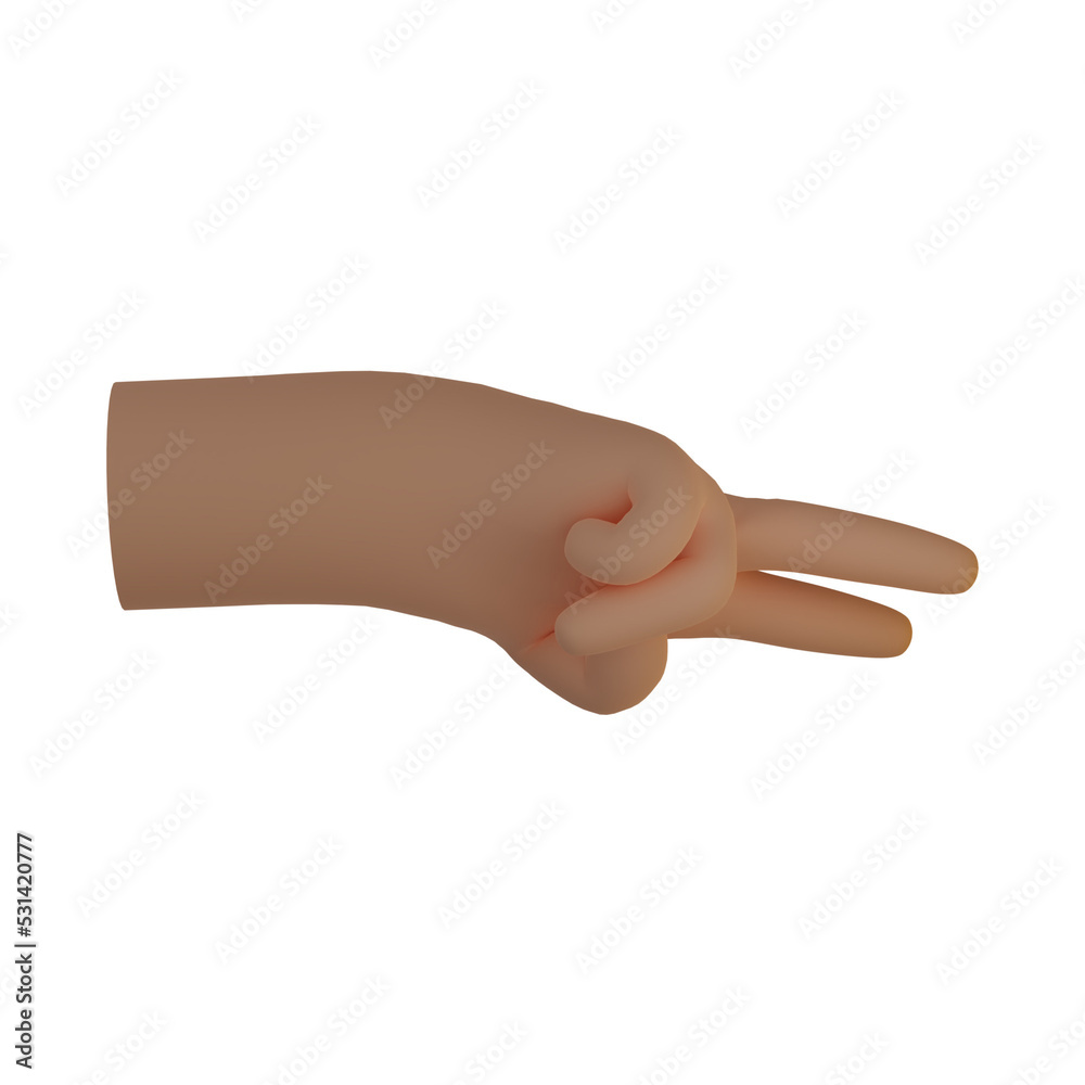 3d hand gesture. Emoticon sign. Showing two fingers. Peace and Winner ...