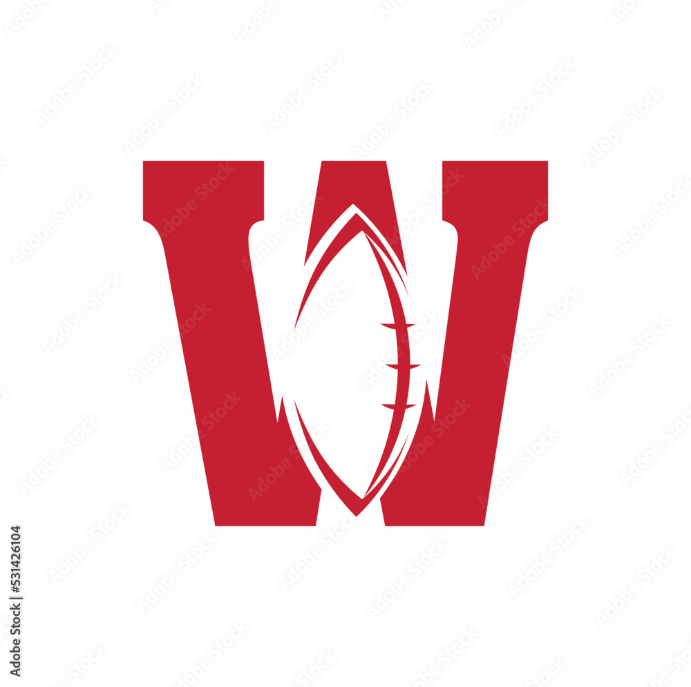 Sports American Football badge logo vector - Rugby logo with letter W ...
