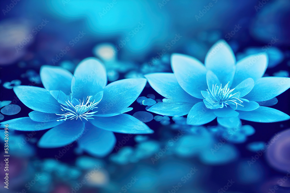 Abstract blue floral background, zen aromatherapy massage yoga ...