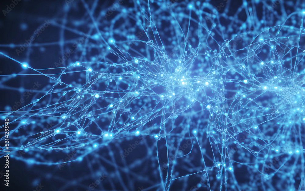 graphic representation of neural network neuron nerve cells as nodes ...