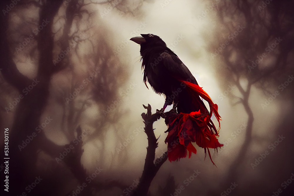 halloween witch crow transformation spell digital illustration, created ...