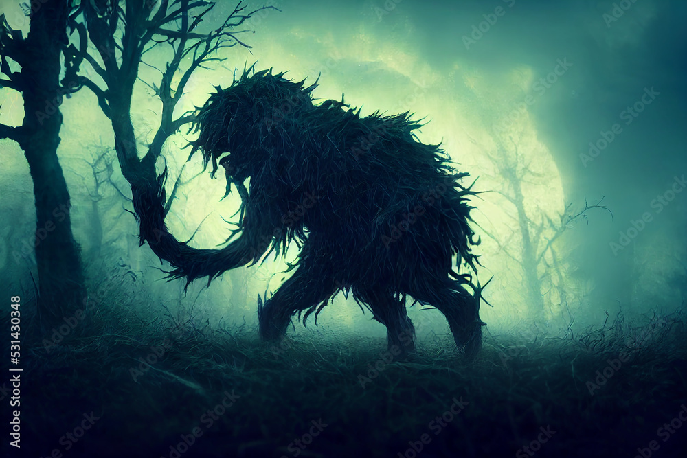 halloween hulking hairy monster digital illustration, generative ai ...