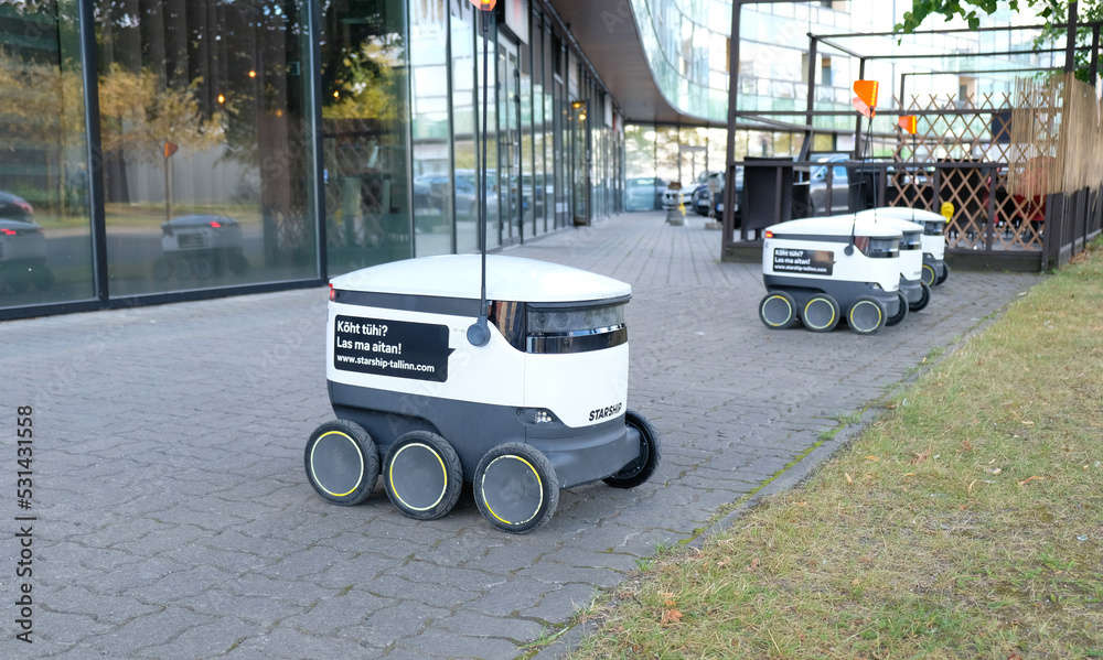 Autonomous delivery robot on Tallinn,Estonia - September,2022. Starship ...