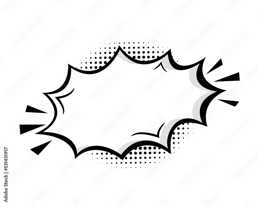 Empty comic speech bubble with halftone shadow. Pop art vector cartoon ...
