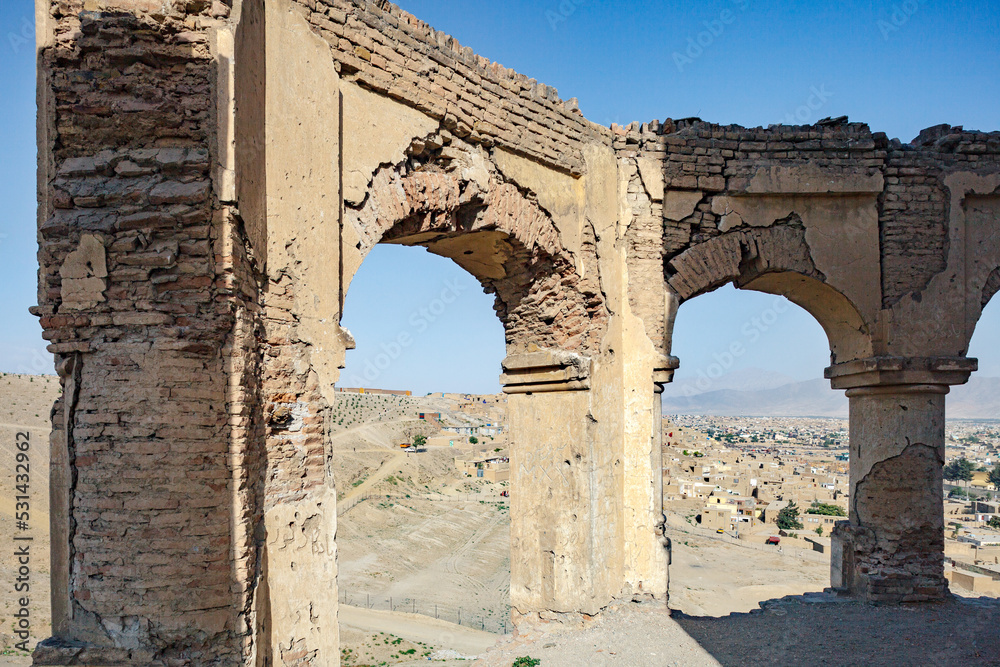 Remaining archeological structure of King Nader Shah Tomb, located on ...