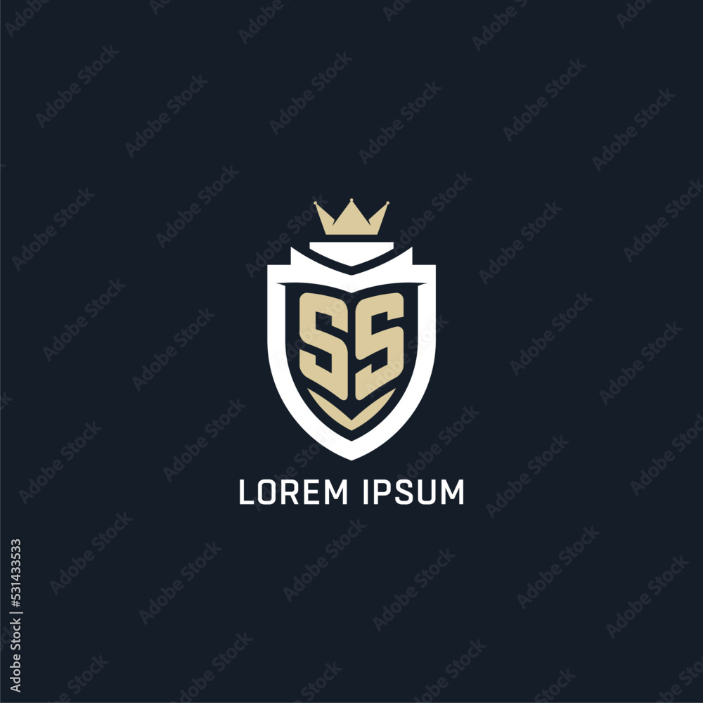 Initial letter SS shield and crown logo style, esport team logo design ...