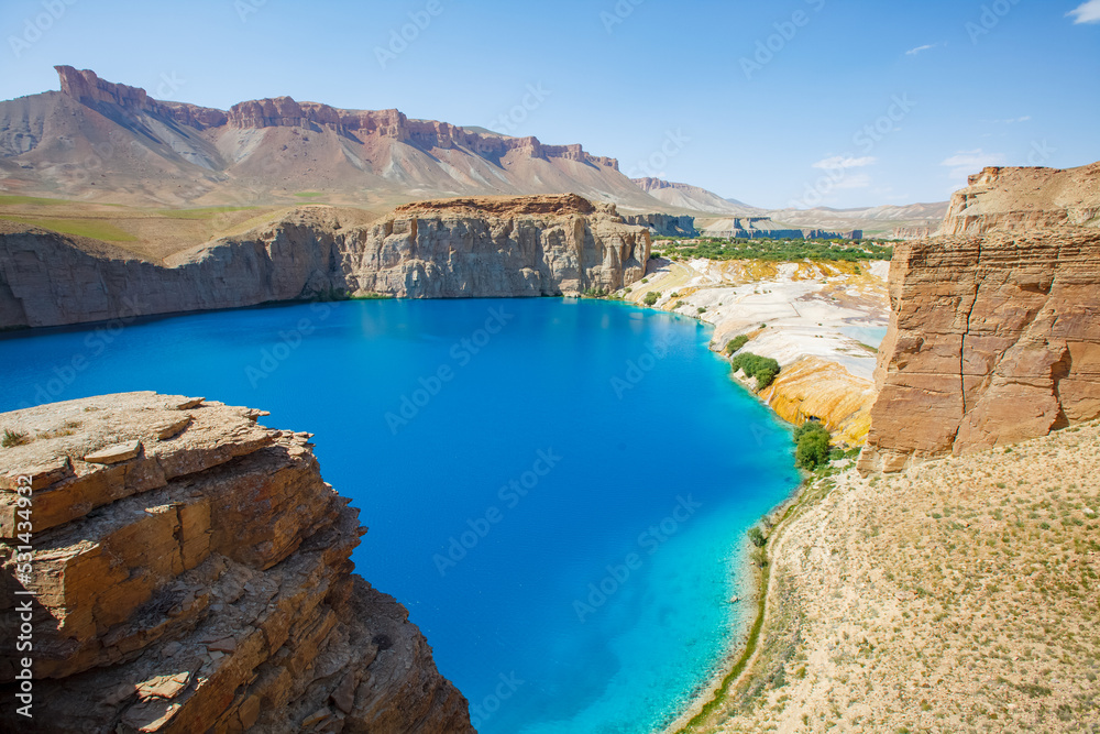 Band-e Amir National Park (Band-i Amir lakes), blue and turquoise lakes ...