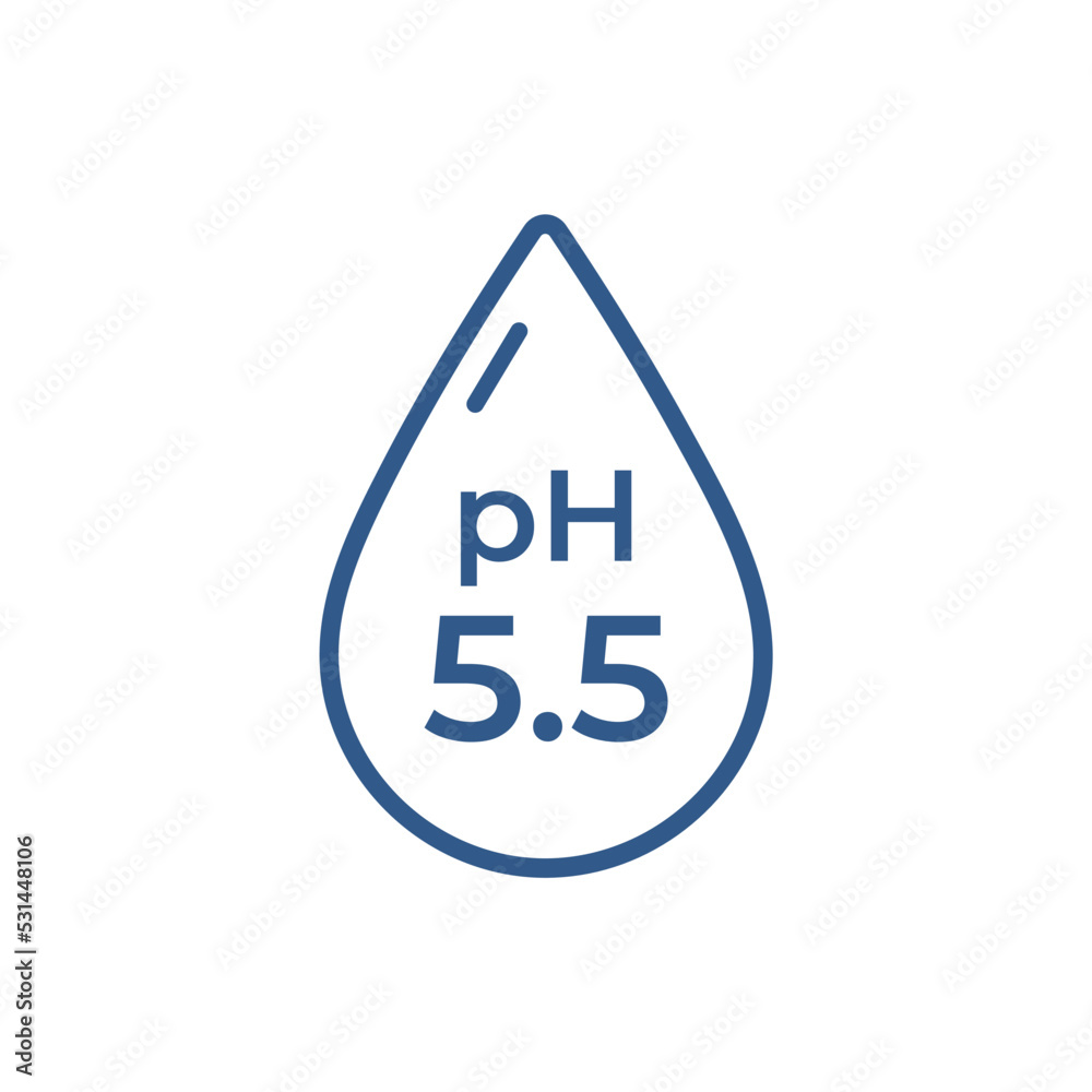 PH 5.5 ph icon, neutral balance skin, thin line web symbol on white ...