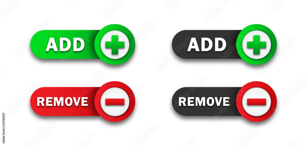 Web add and remove icons. Plus and minus signs. Flat vector ...