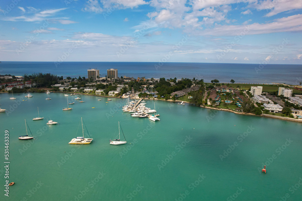 Montego Bay yacht and boat club aerial view Stock Photo | Adobe Stock