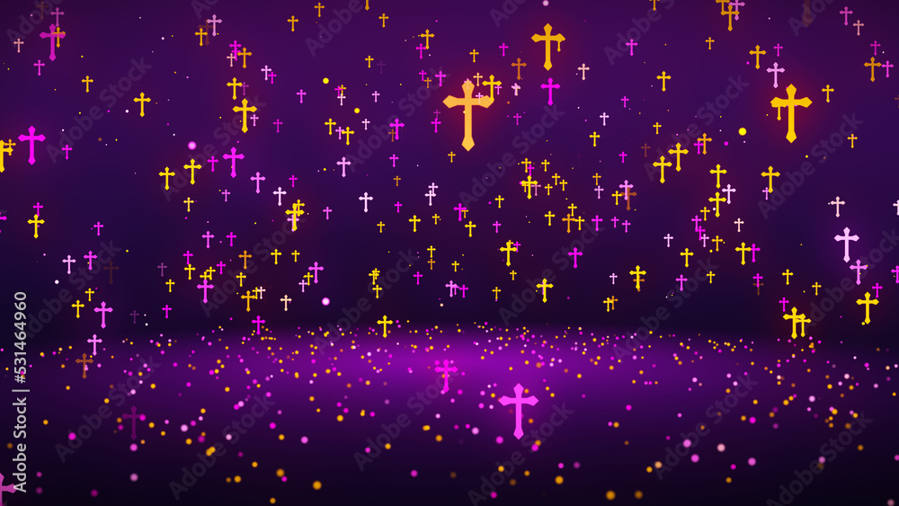 Abstract Purple Yellow Cross Jesus Christianity Symbol Miracle Lights ...