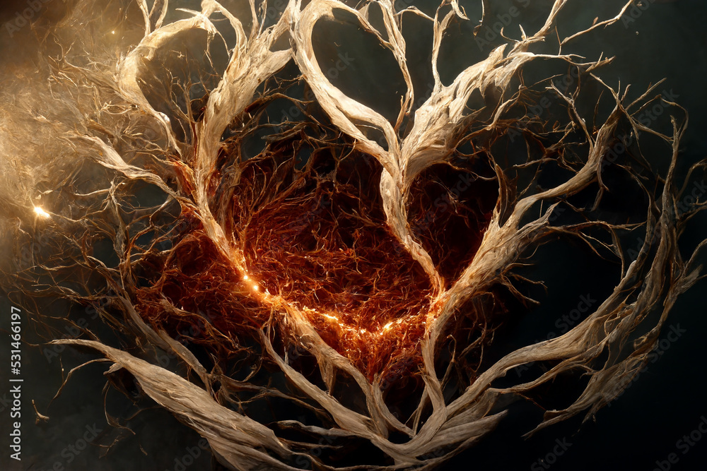 a burning holy magic tree from folklore and myths. Could be the world ...