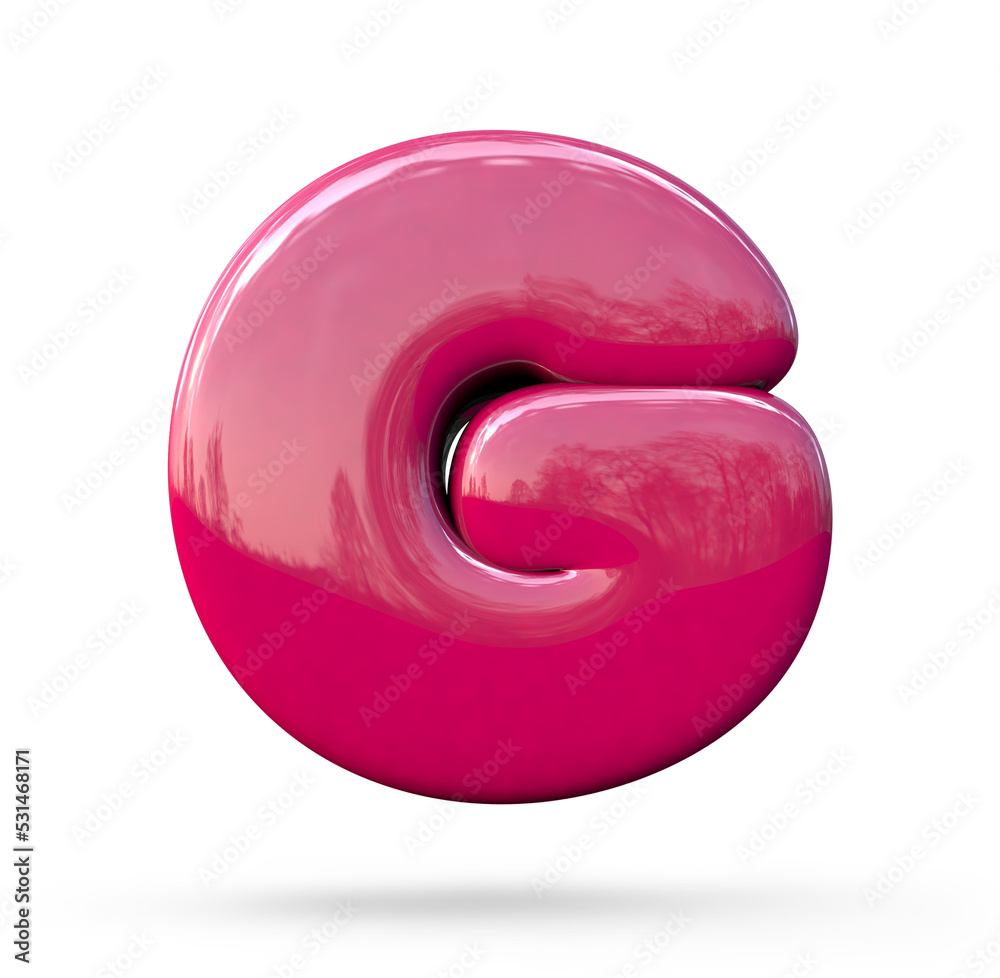 Balloon Font G isolated on white background. Glossy Balloon Alphabet ...