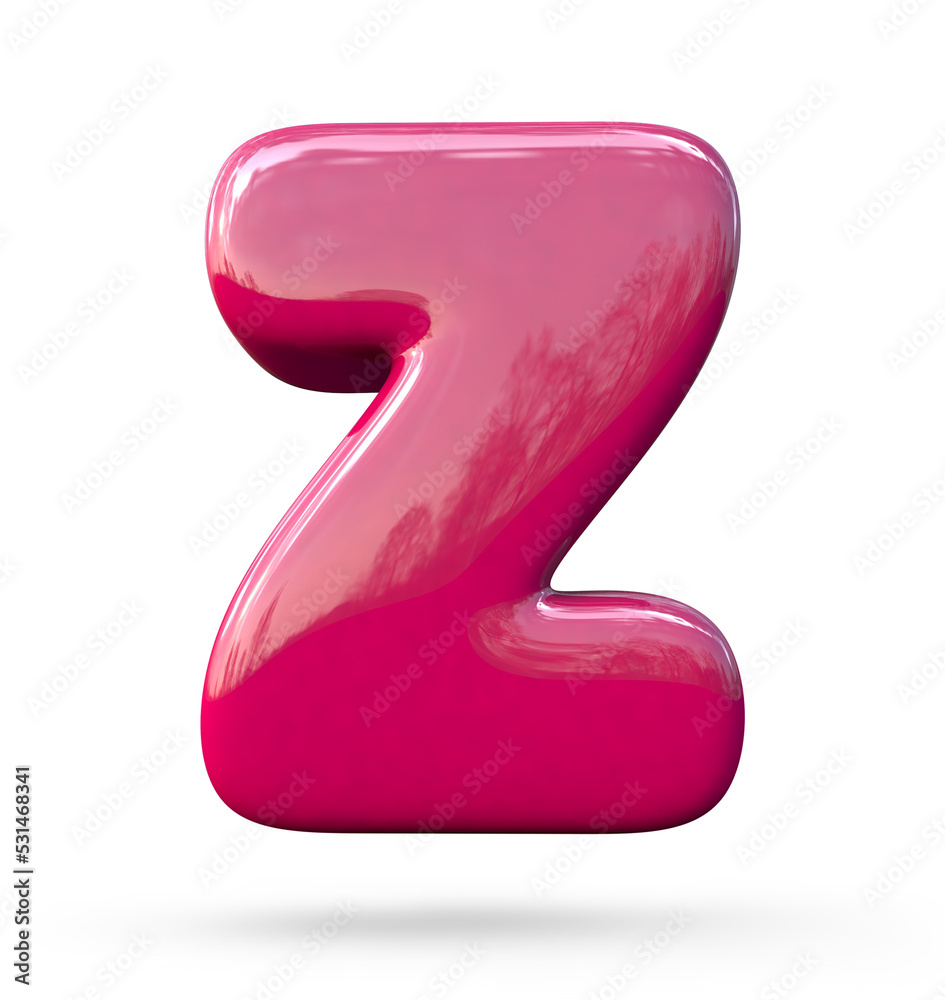 Balloon Font Z isolated on white background. Glossy Balloon Alphabet ...