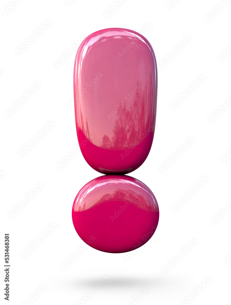 Balloon exclamation mark Font isolated on white background. Glossy ...