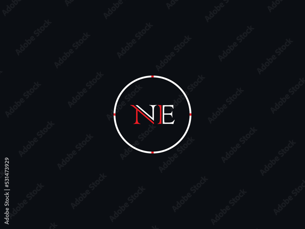 Minimalist NE Logo Icon, Initial Alphabet Ne n&e Circle Logo Letter ...