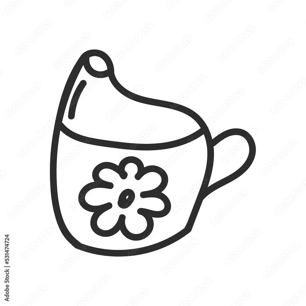 Hand drawn baby cup in comic doodle sketch style. Baby element drawn by ...