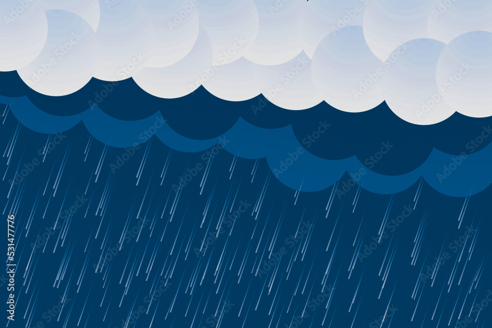 Rainfall and clouds concept. Heavy rainfall and thick clouds concept ...