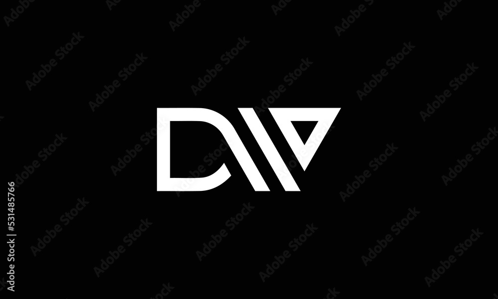 DW, D W letter logo design. Initial letter DW logo on black background ...