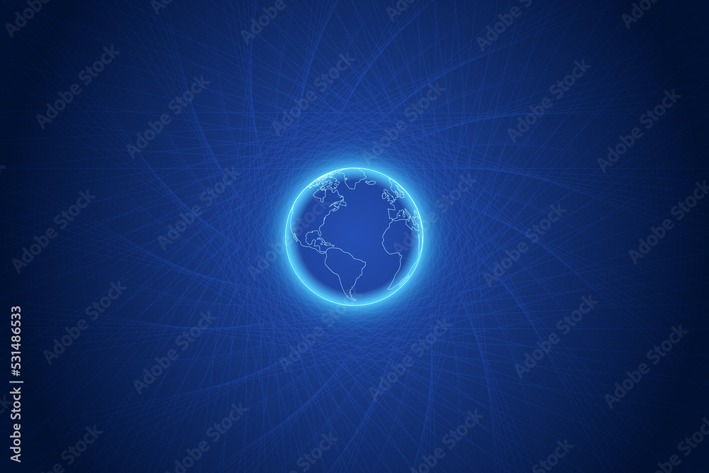 futuristic big data concept, Map of the planet. World map. Global ...