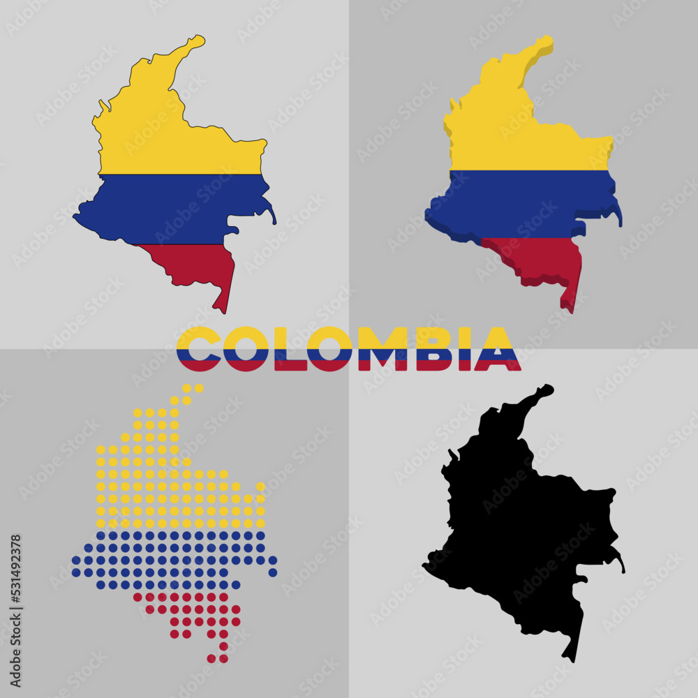 Colombia vector map. Colombia country borders and flag. Vector Stock ...