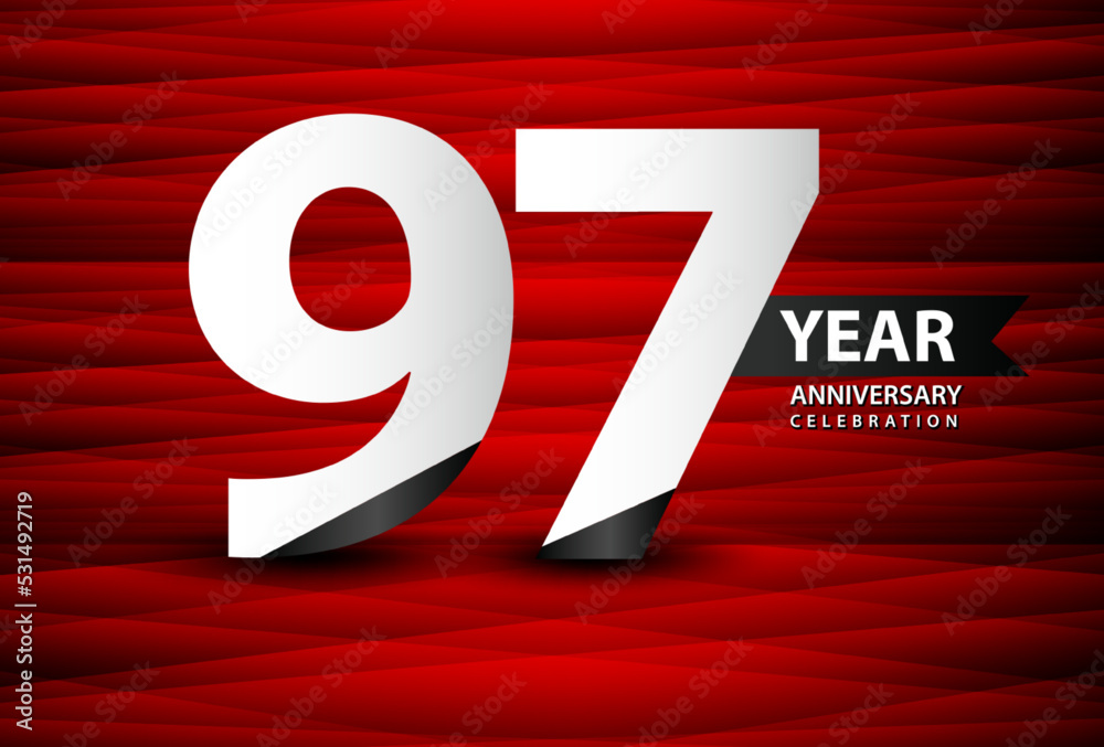 97 Year Anniversary Celebration Logo Vector On Red Background, 97 ...