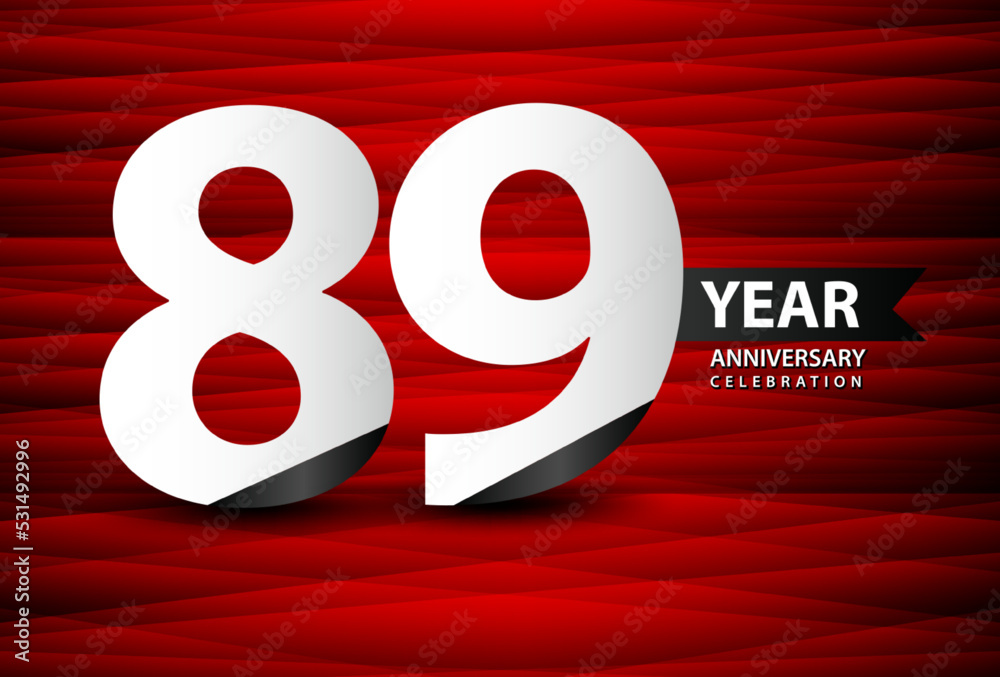 89 Year Anniversary Celebration Logo Vector On Red Background, 89 ...