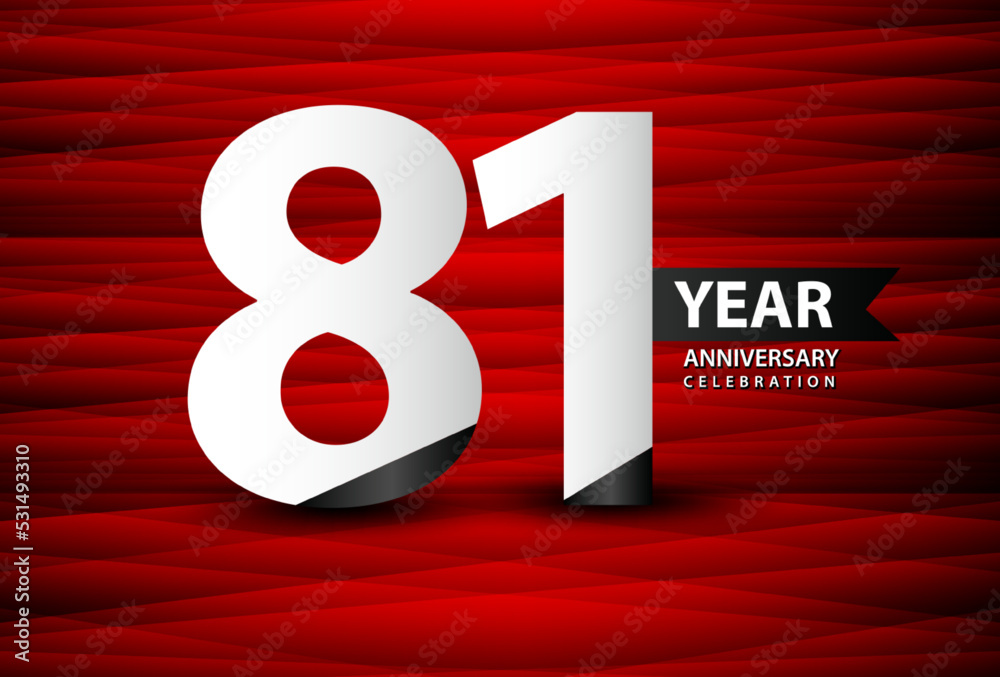 81 Year Anniversary Celebration Logo Vector On Red Background 81