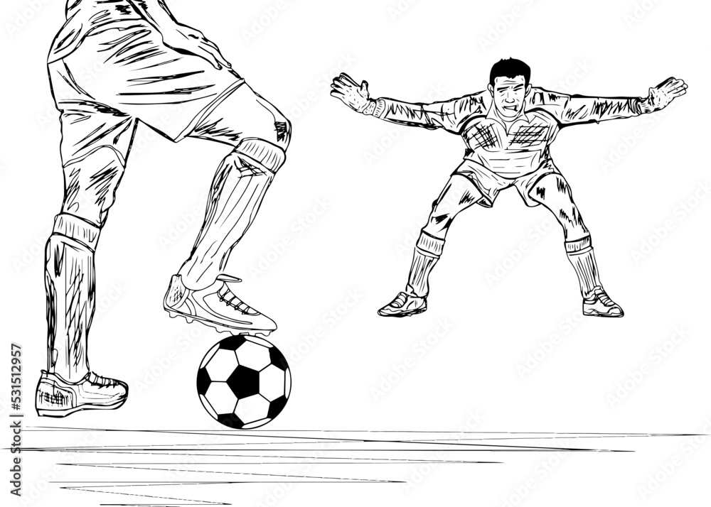 Football vector illustration, Football goalkeeper standing to stop ...