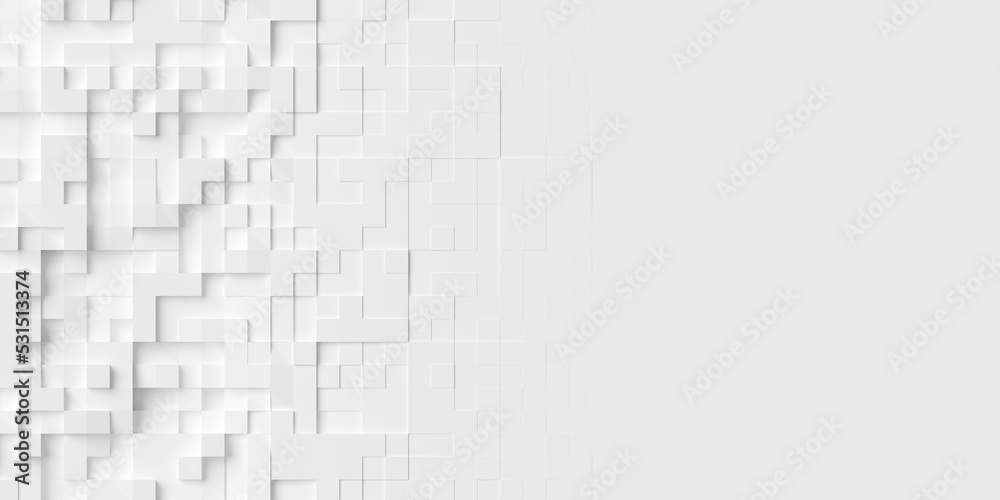 Random offset white square cube boxes block background wallpaper banner ...