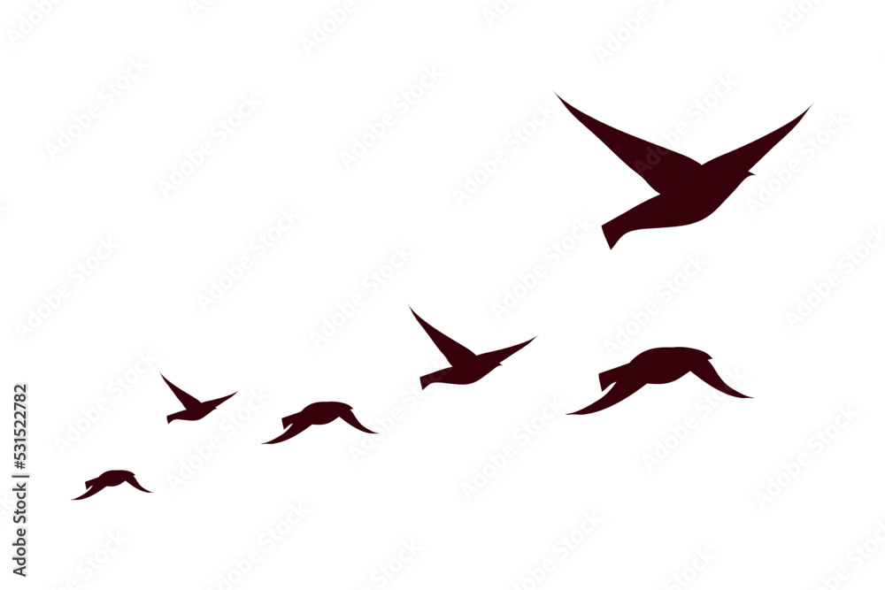 six birds flying silhouettes Stock Vector | Adobe Stock