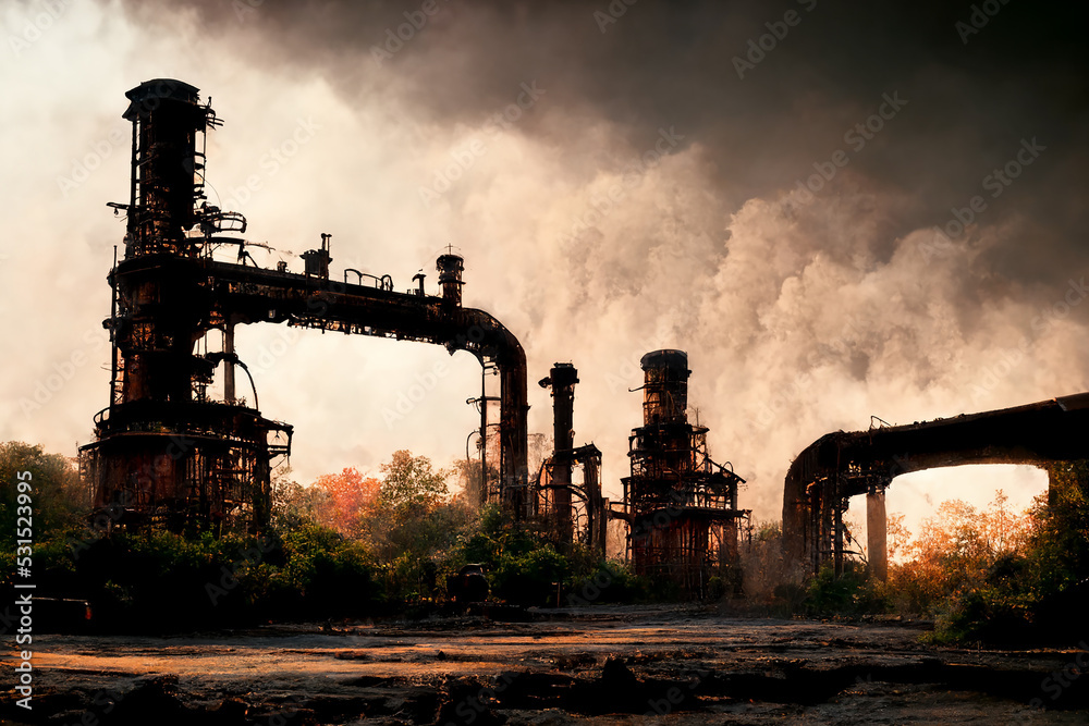 Derelict Industrial Sloss Furnace Engineering Construct 3D Art ...